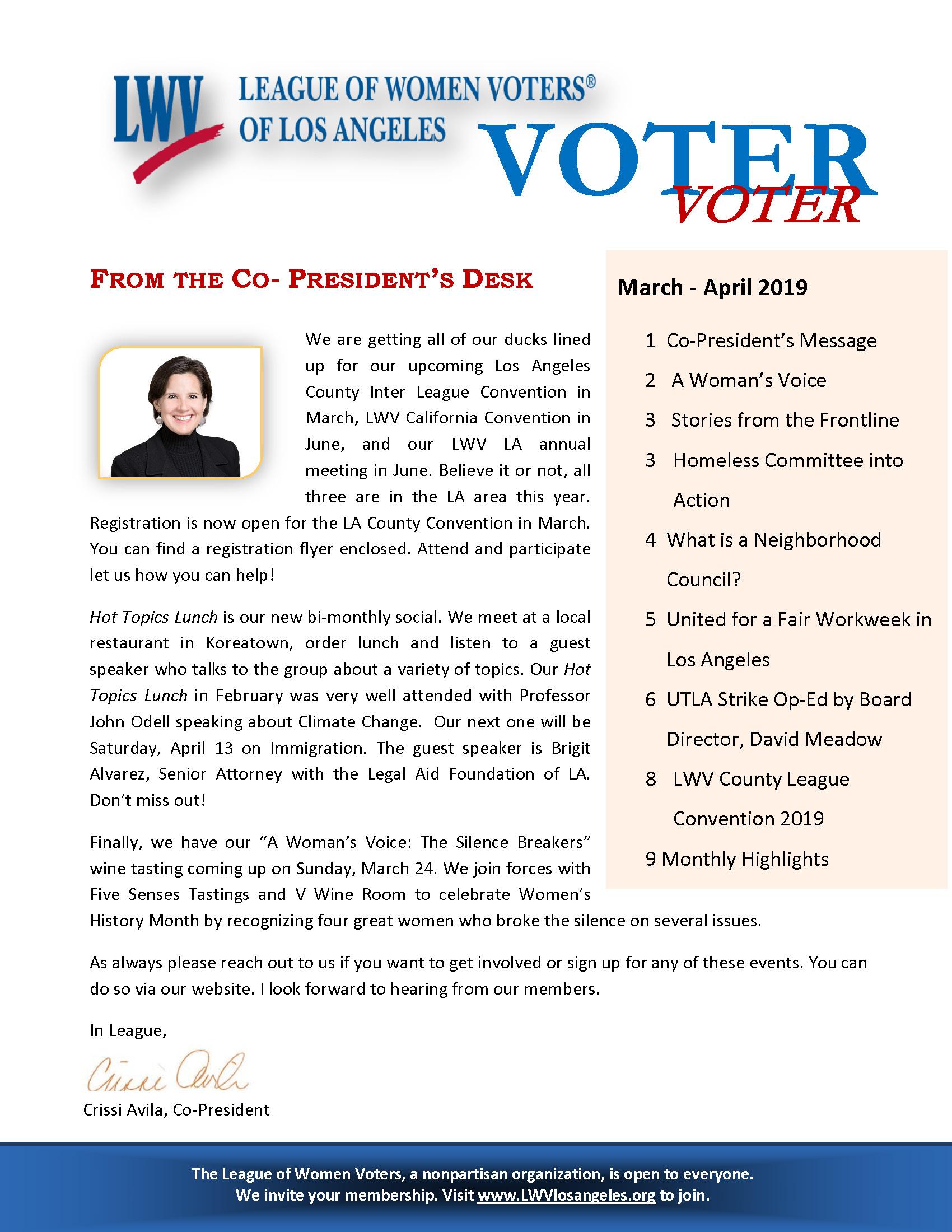March - April VOTER Newsletter & Monthly Highlights for March | MyLO